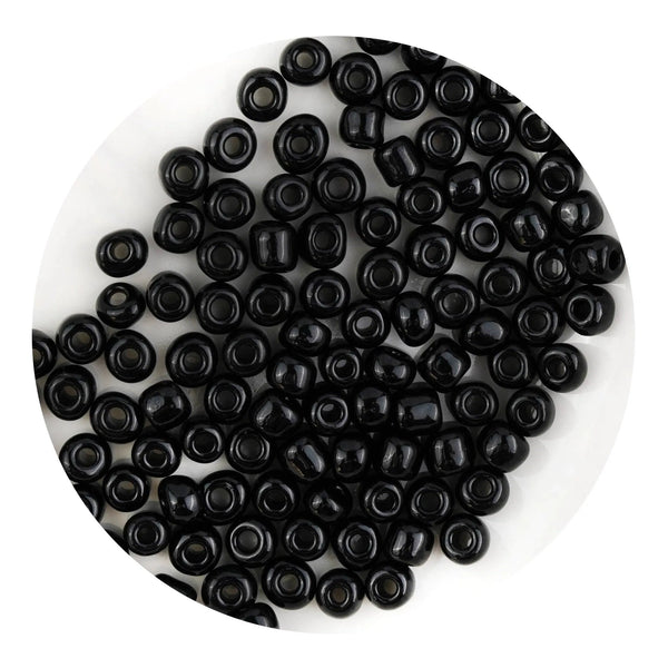 Glass Seed String Beads - Black (100 Beads - 4mm) | Bulk Prices