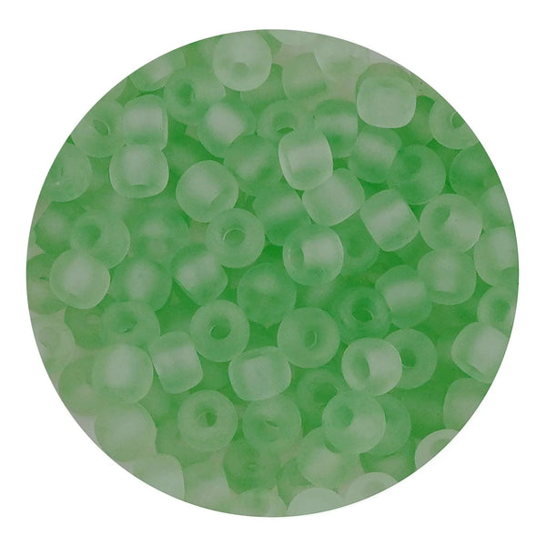 Glass Seed String Beads - Frosted Green (100 Beads, 4mm) | Bulk Prices