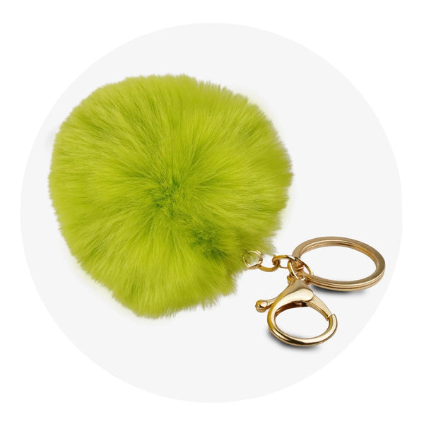 Pom Pom Round Key Chain - Light Green | Bulk Prices